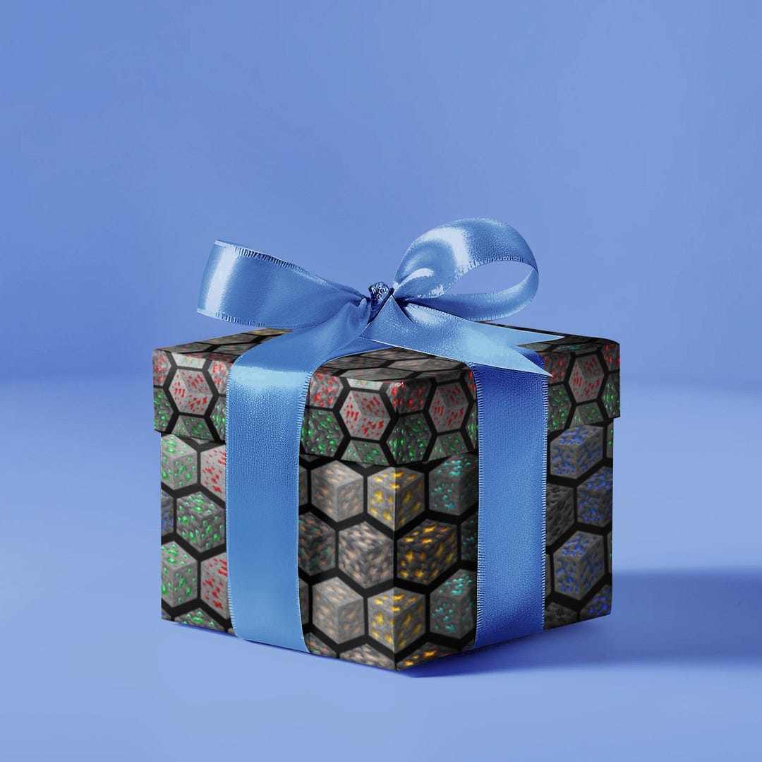 Minecraft Ores, Black Wrapping Paper - Etsy UK