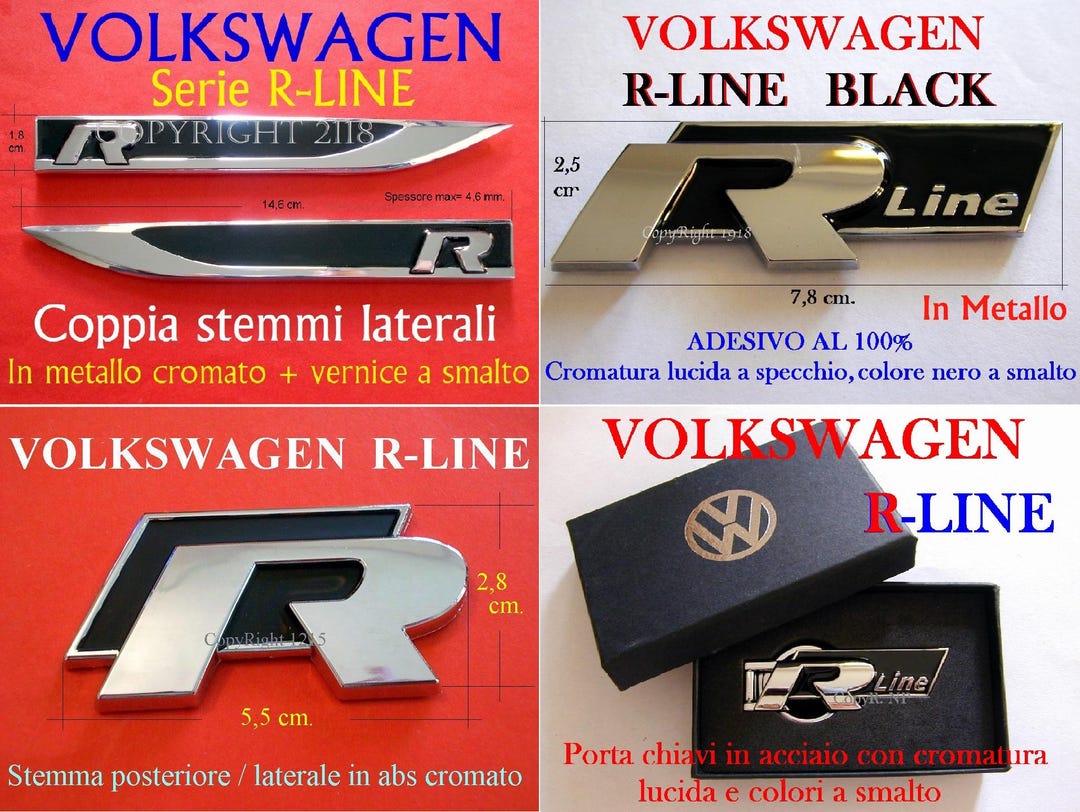 VOLKSWAGEN VW RLINE R-line R Emblem Rear Side Key Holder Rear Smblem ...