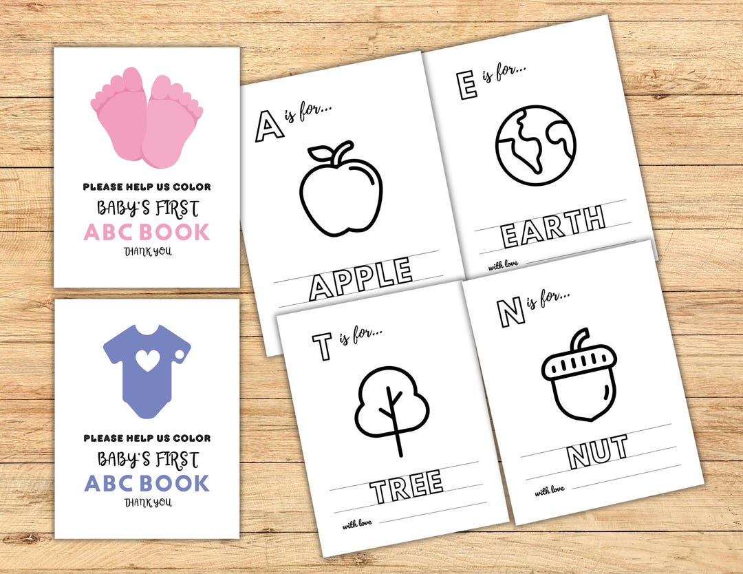 ABC Baby Shower Coloring Book, First Alphabet Coloring Pages ...