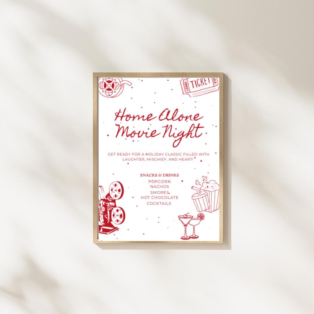 Editable Christmas Home Alone Movie Night Template, Instant Digital ...