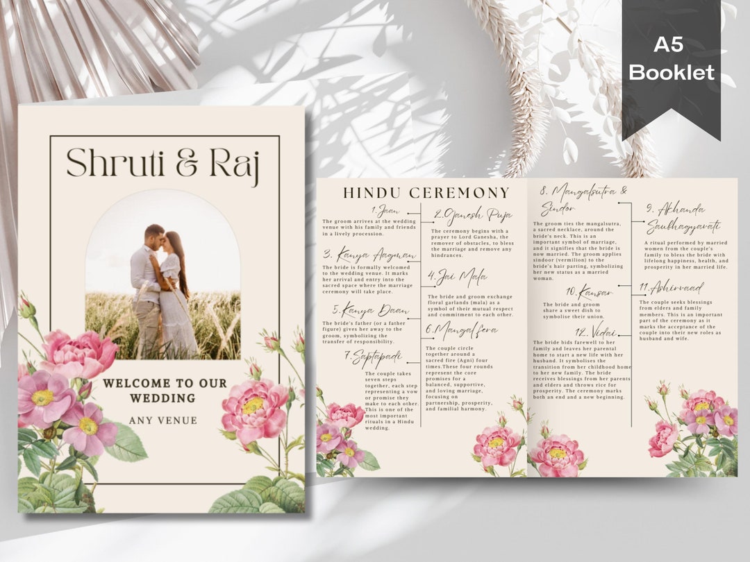 Indian Wedding Program, Hindu Wedding Order of Service Ceremony Photo ...