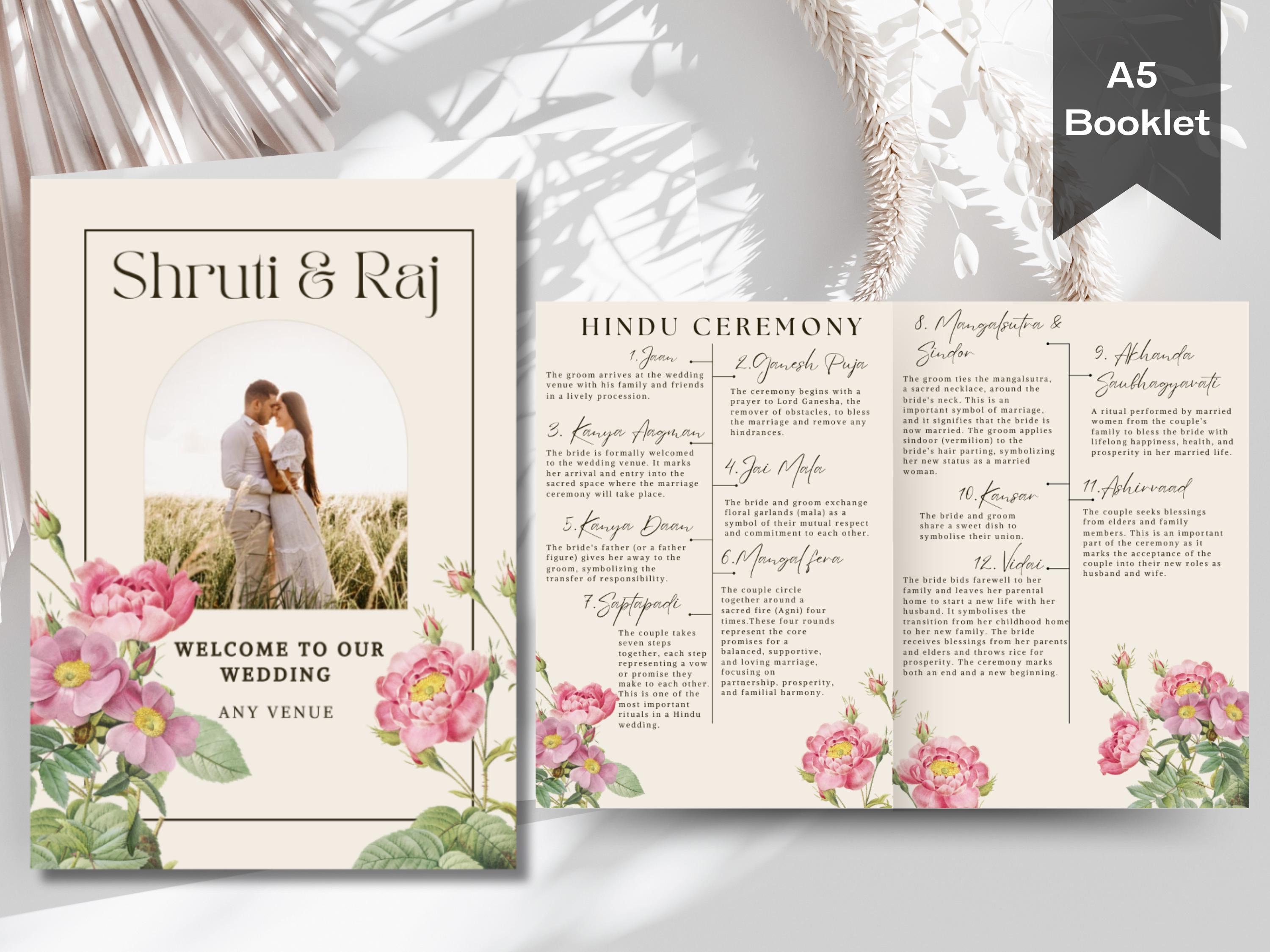 Indian Wedding Program, Hindu Wedding Order of Service Ceremony Photo ...