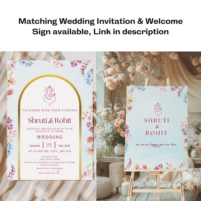 Indian Wedding Program Template: Editable Wildflower A5 Booklet ...