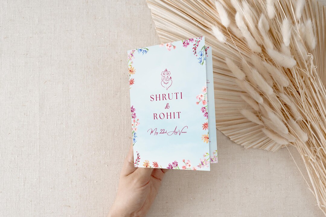Indian Wedding Program Template: Editable Wildflower A5 Booklet ...