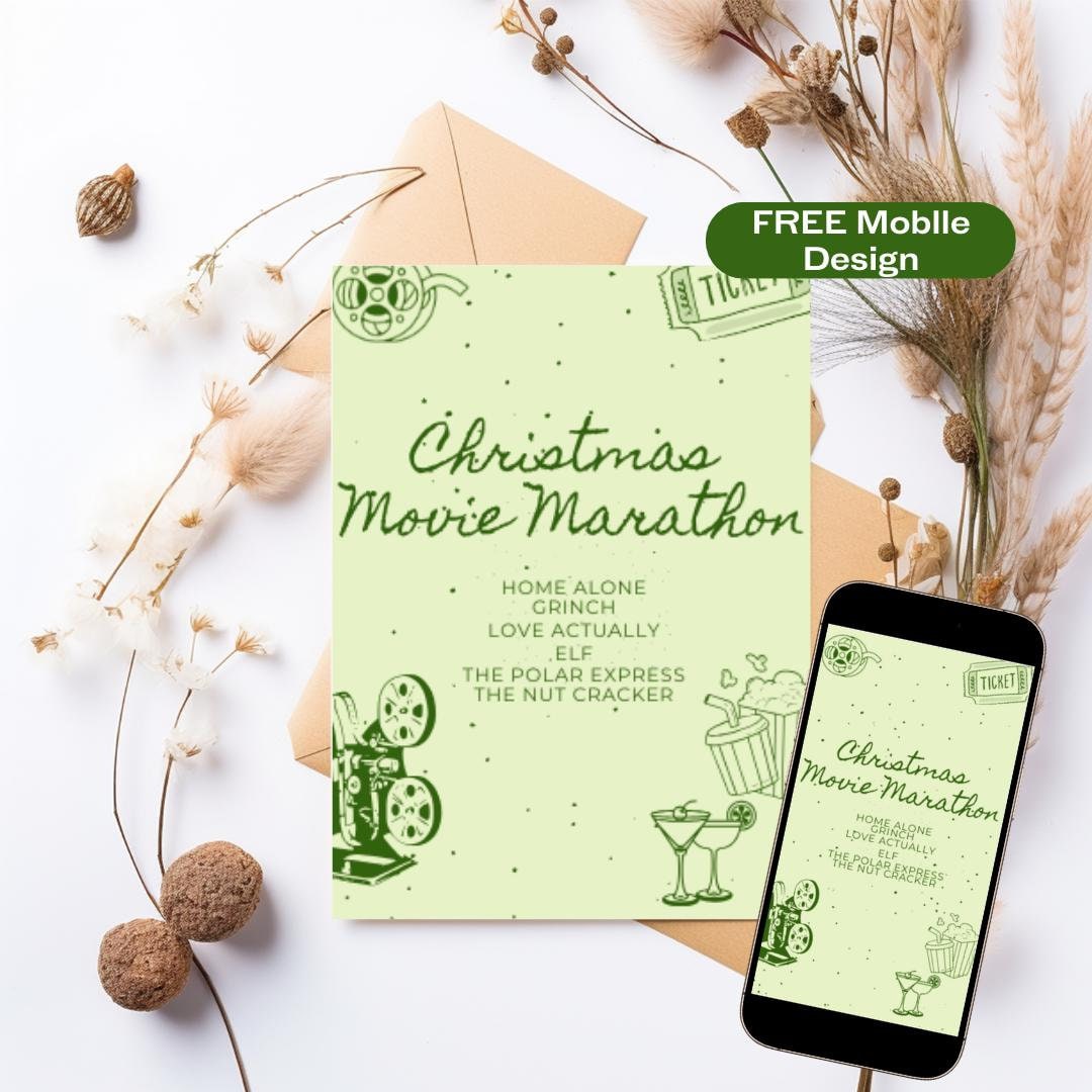 Editable Christmas Movie Marathon Template, Instant Digital Download ...
