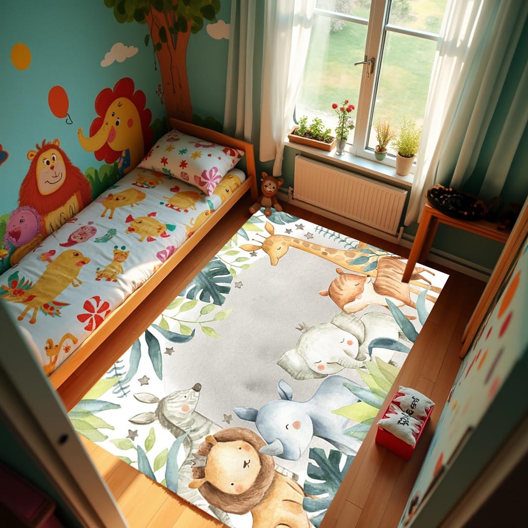 Jungle Animals Rugs,animal Friends Rug,lion Rug,elephant Rug,zebra Rug ...