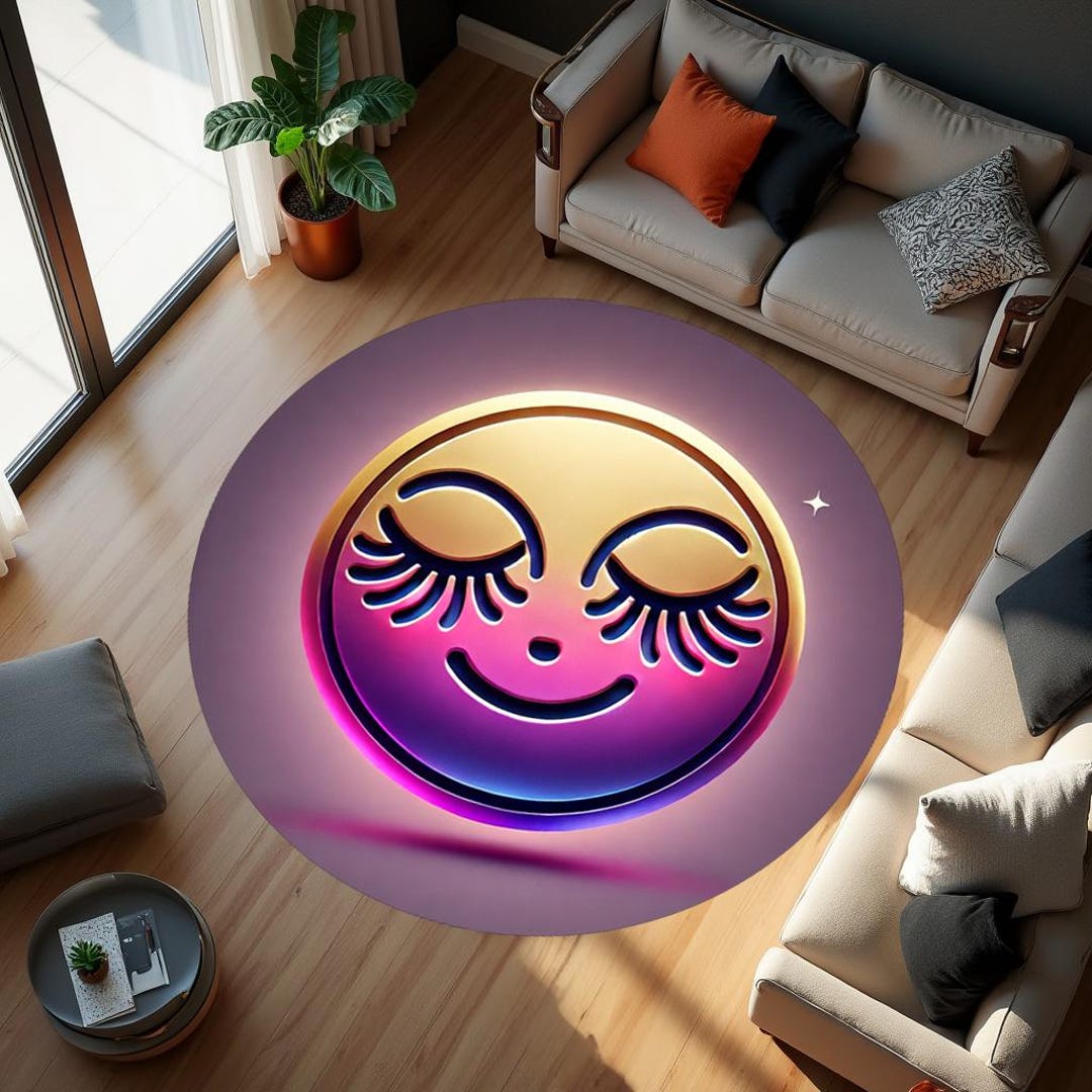 Smiley Face Area Rugs,smile Emoji Round Rug,fun Dorm Room Decor,happy ...