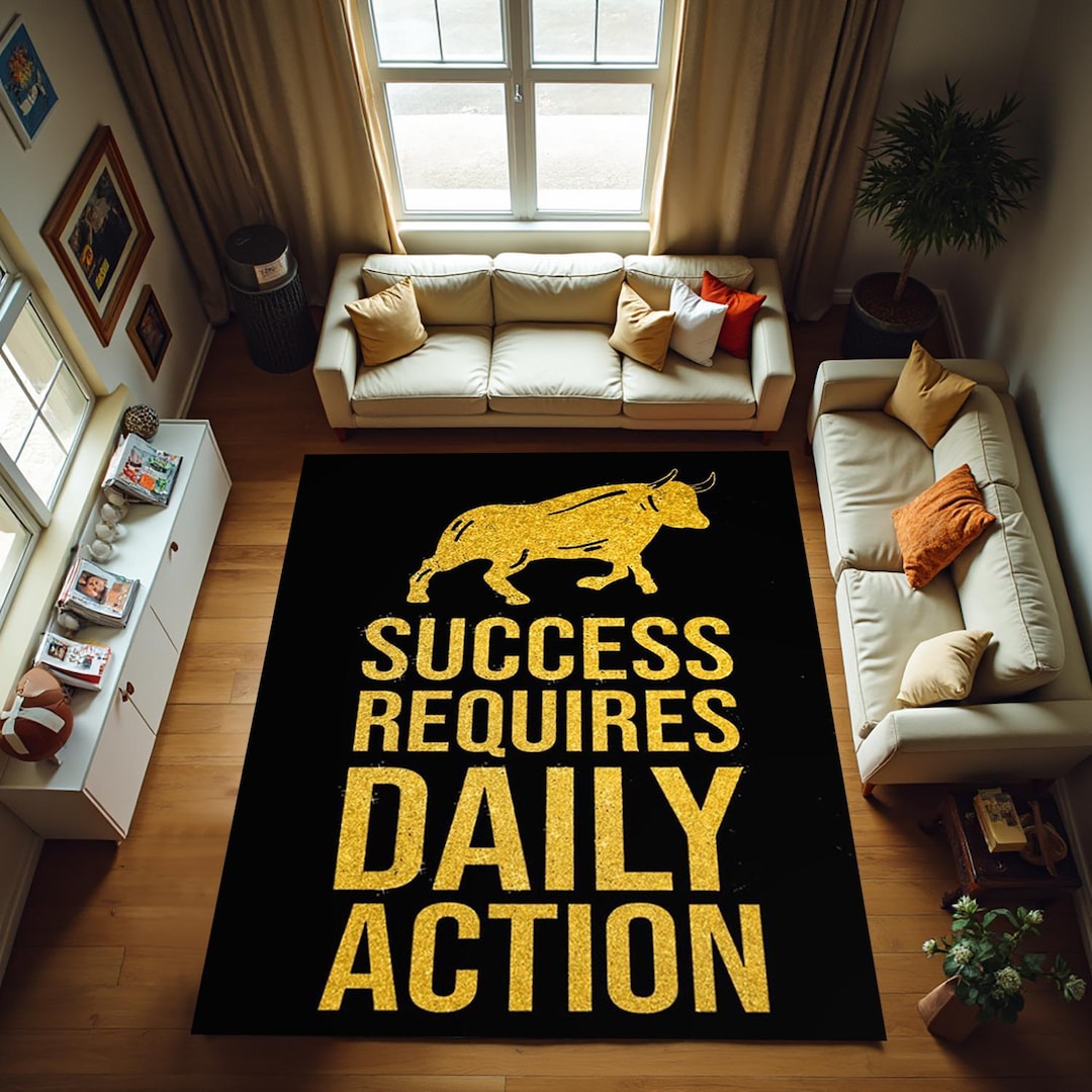 Therapy Room Rug,motivational Rug,success Requires Daily Action Written ...