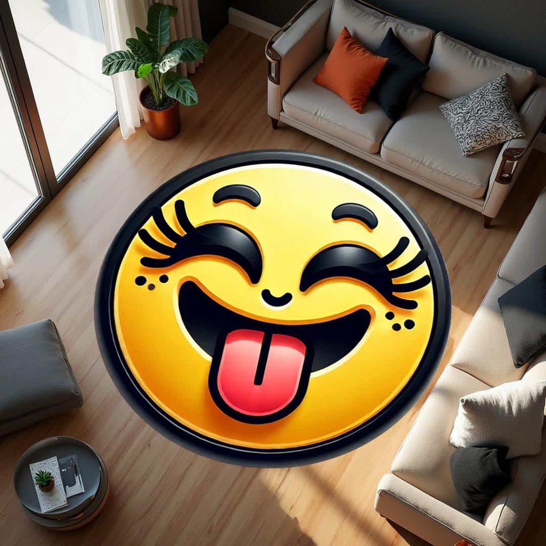 Smiley Face Area Rug,smile Emoji Round Rug,fun Dorm Room Carpet,happy ...