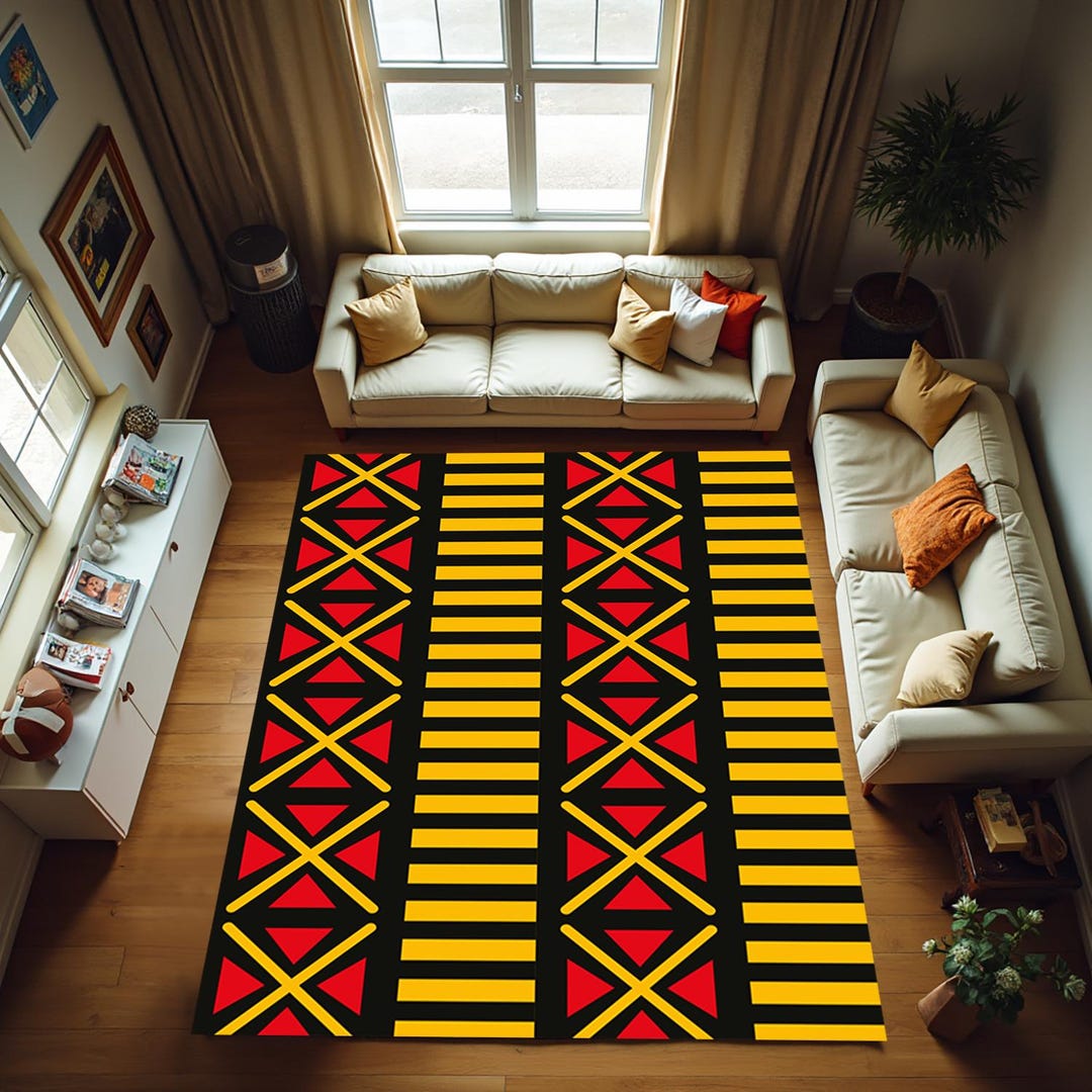 Afrıcan Vector Carpet,traditional Motif Rug,south African Patterned Rug ...