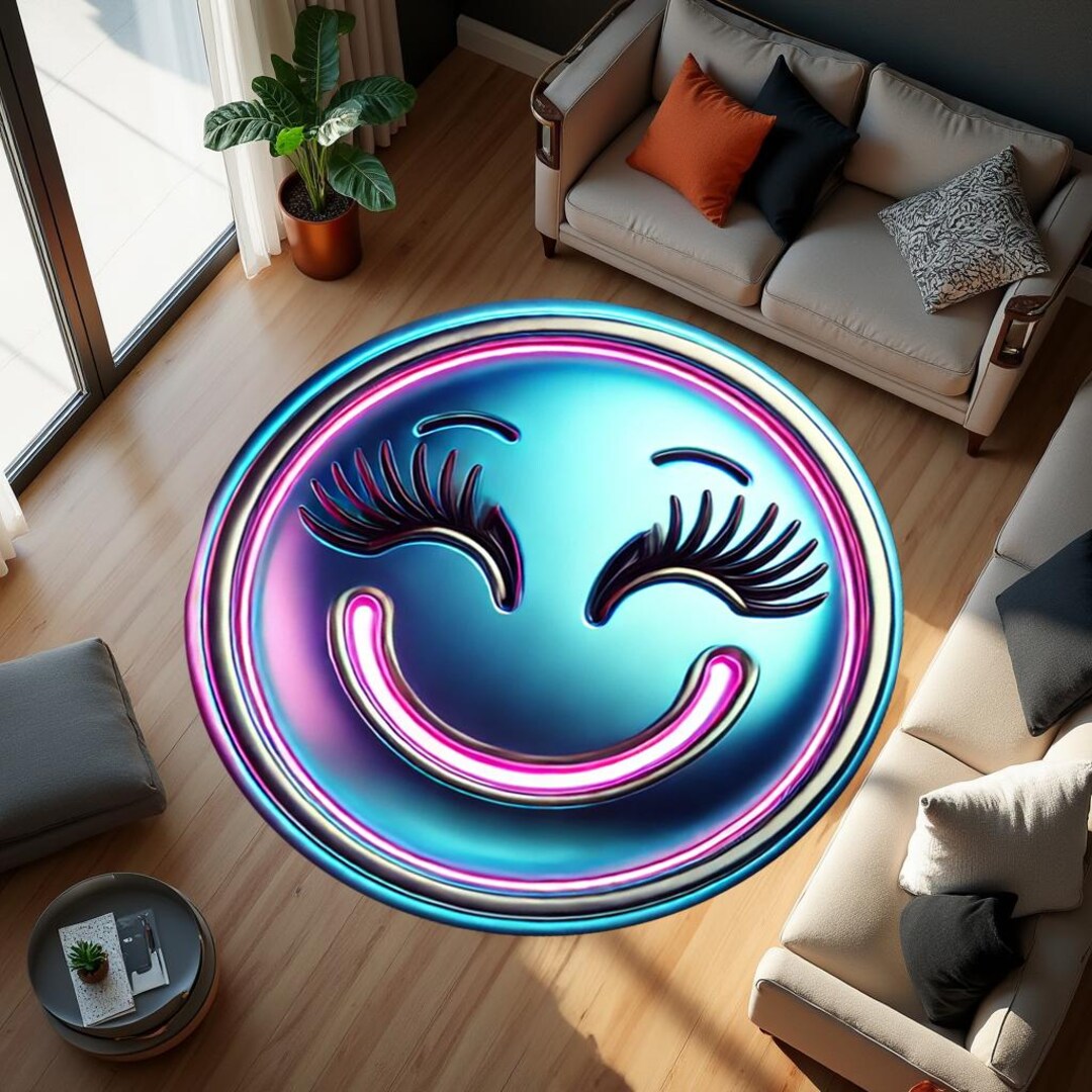 Smiley Face Area Rugs,smile Emoji Round Rug,fun Dorm Room Decor,happy ...