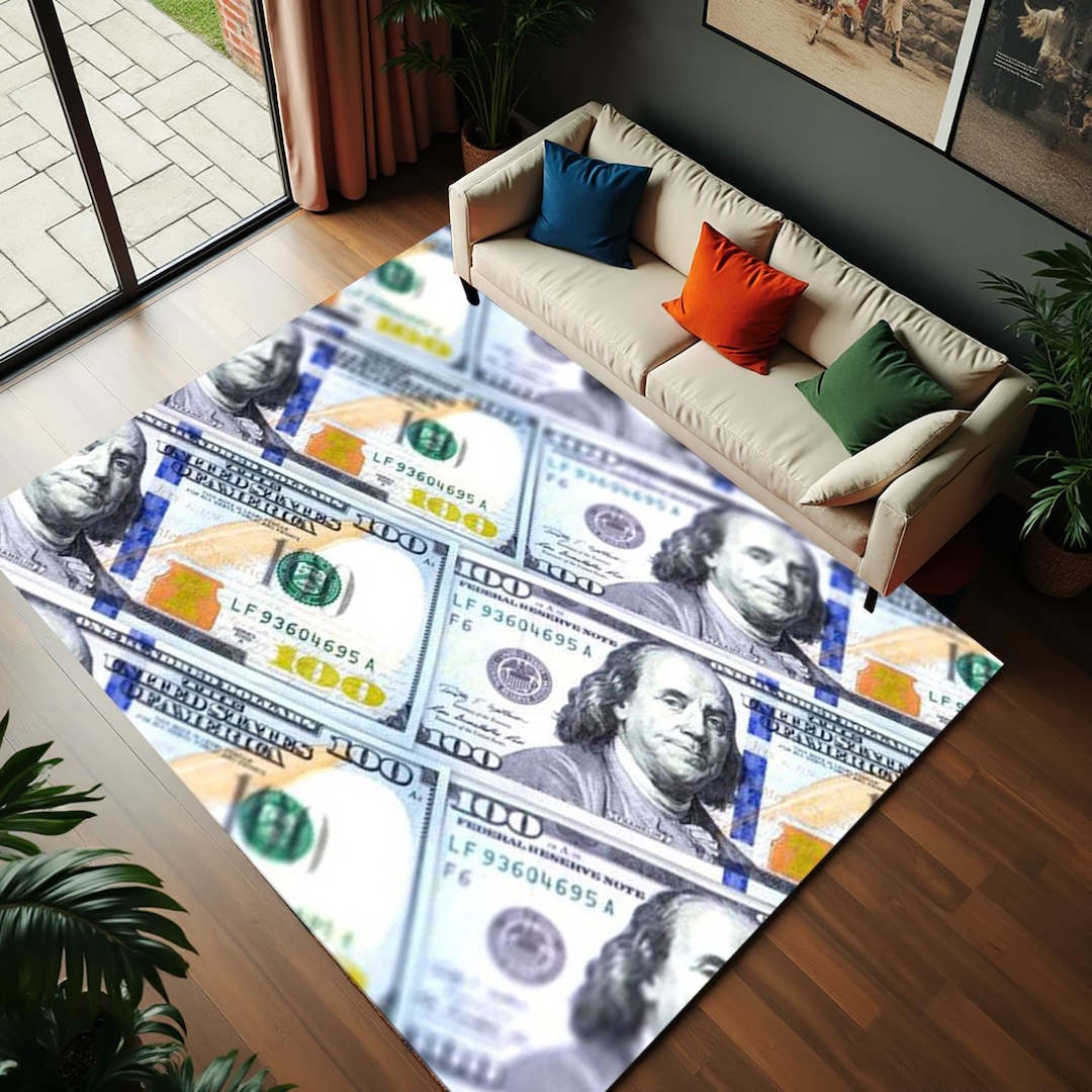 Dollar Rug,money Rug,100 Dollar Bill Rug,area Rug,popular Rug,green Rug ...