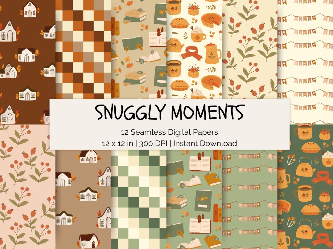 Seamless Fall Pattern Digital Paper Rustic Digitized Paper Autumn ...