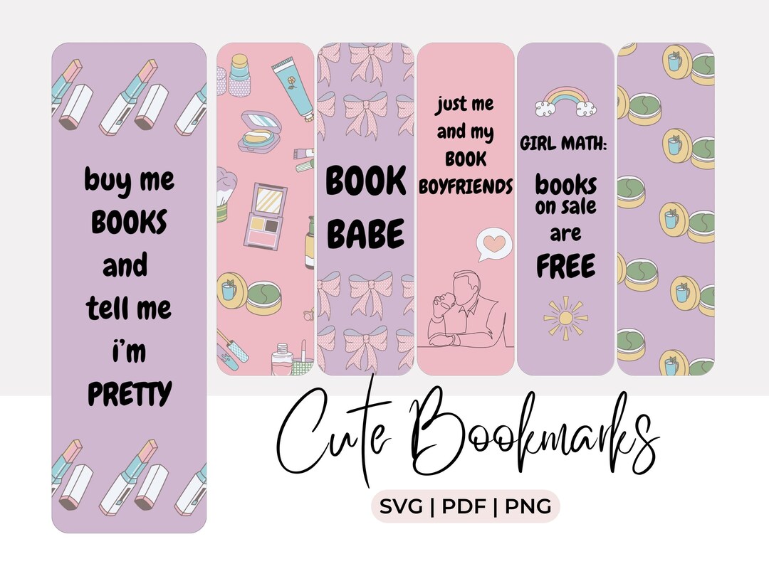 Pink Printable Bookmark Bookmark Quote SVG Bundle Pretty Bookmark ...