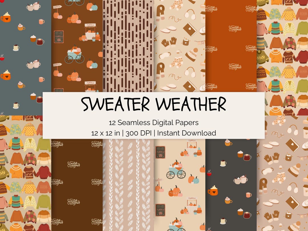 Seamless Fall Pattern Digital Paper Rustic Digitized Paper Autumn Printable Seamless Digital ...