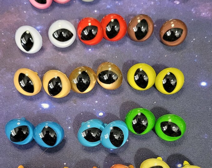 15 Pairs Assorted Colors 18mm Slit Pupil Cat Plastic Safety Eyes - Etsy