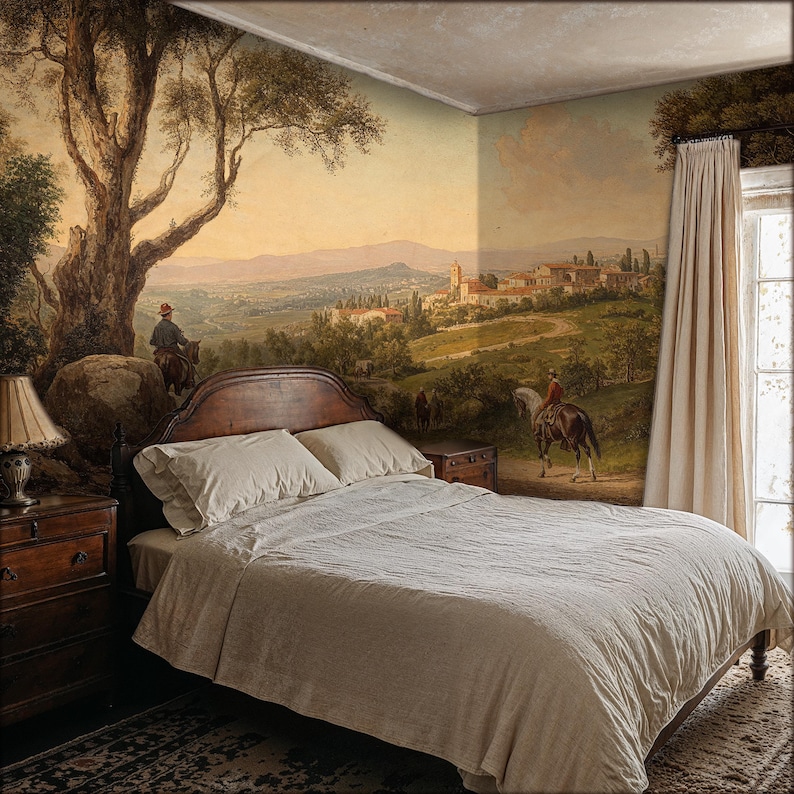 Vintage Countryside Mural: Rustic Horse Landscape Peel and Stick ...