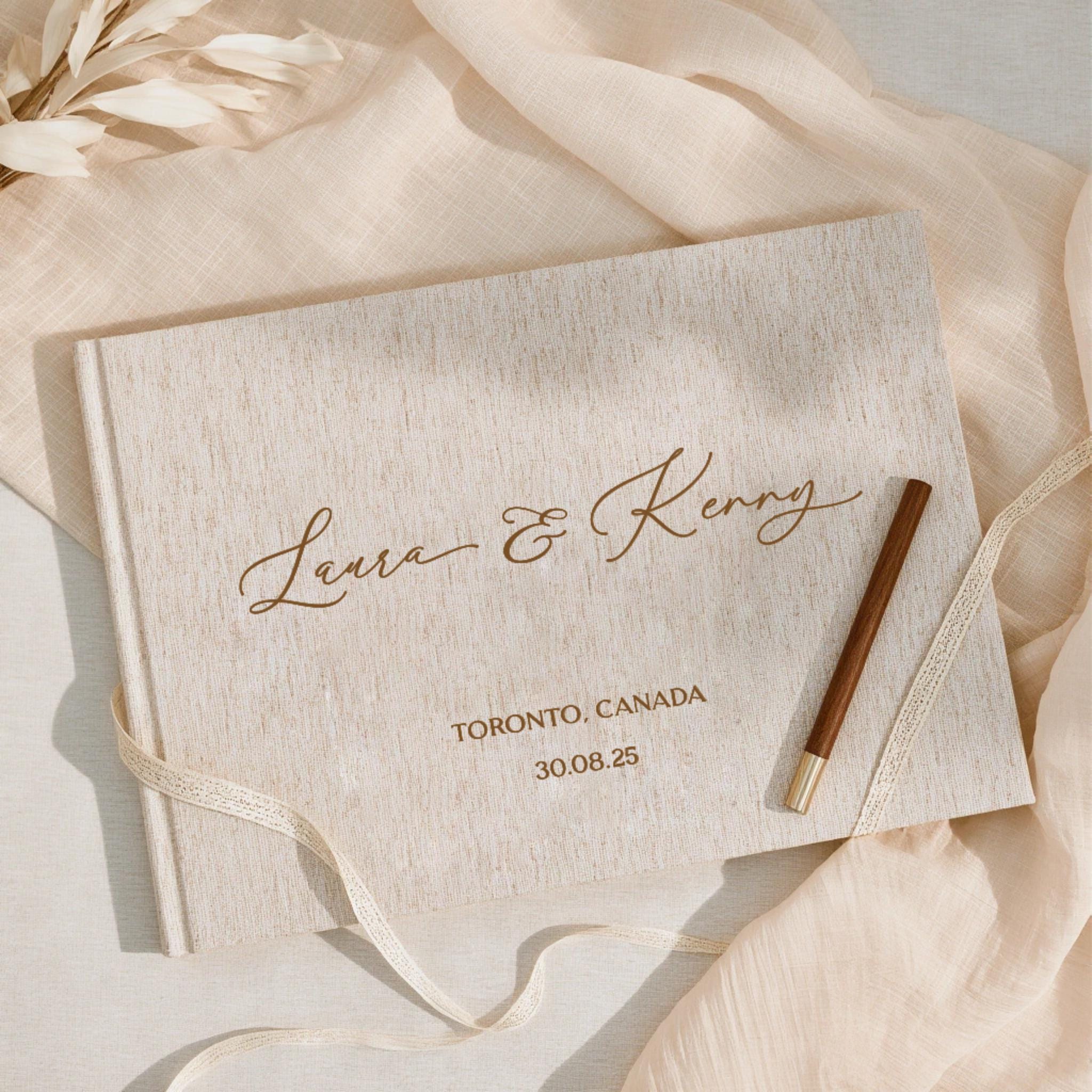 Custom Wedding Guest Book, Linen Polaroid Photo Album, Engagement and ...