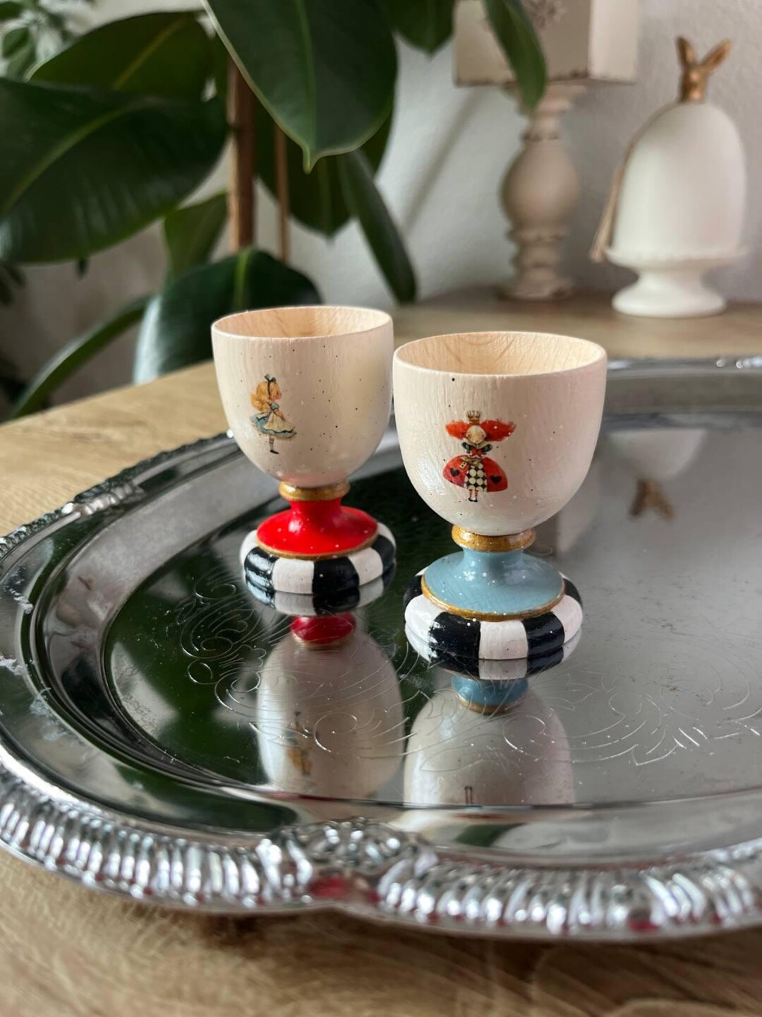 Alice in Wonderland Egg Cups • Wooden Egg Holders Set of 2 ...