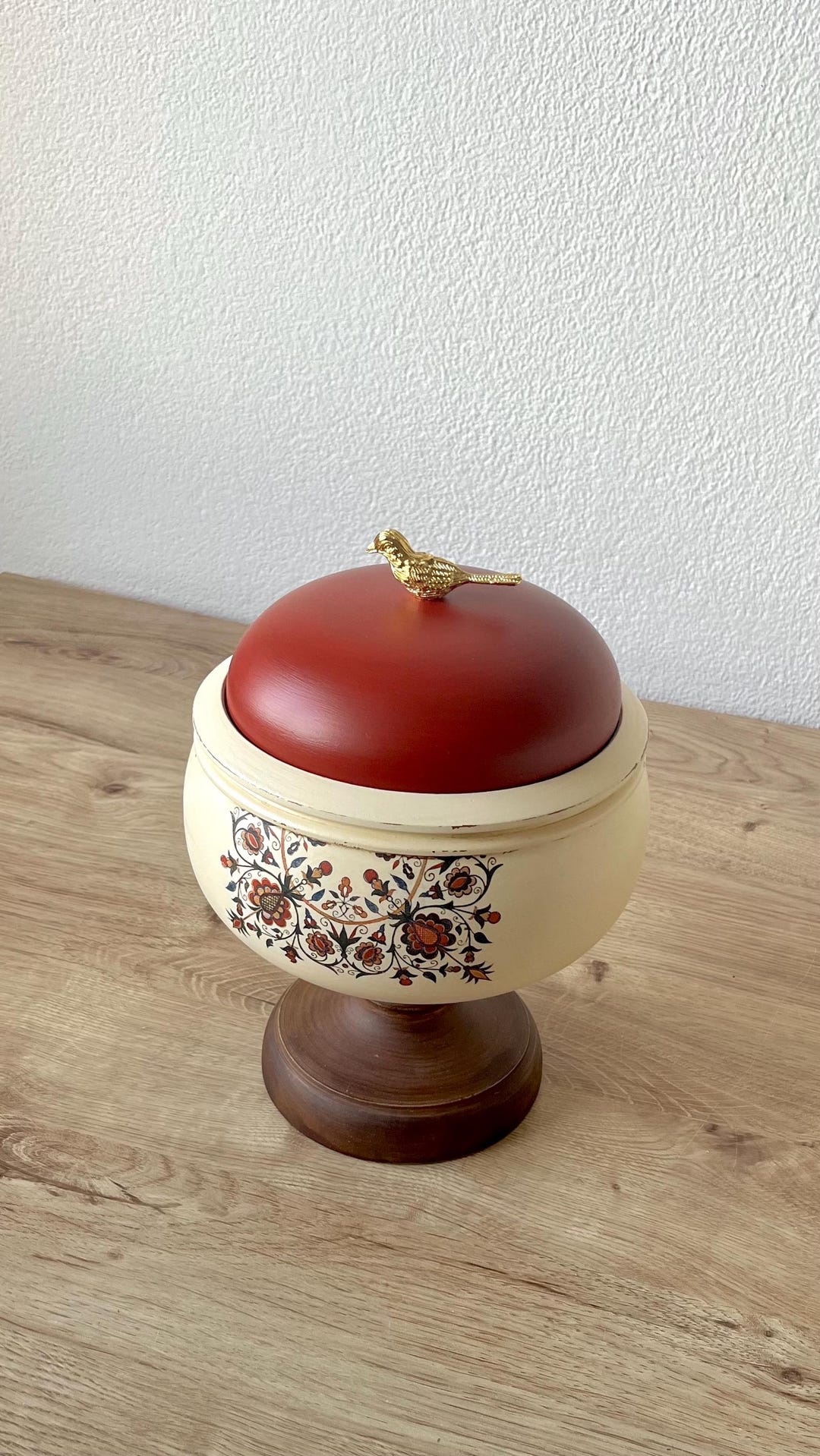 Handcrafted Wooden Candy Jar – Ukrainian Folk Art Design Inspired by ...