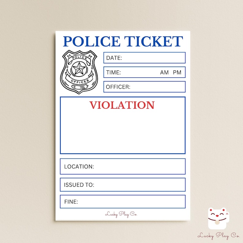 Police Ticket Pretend Play 5'' X 7'' Notepad 25 Sheets – Imaginative ...