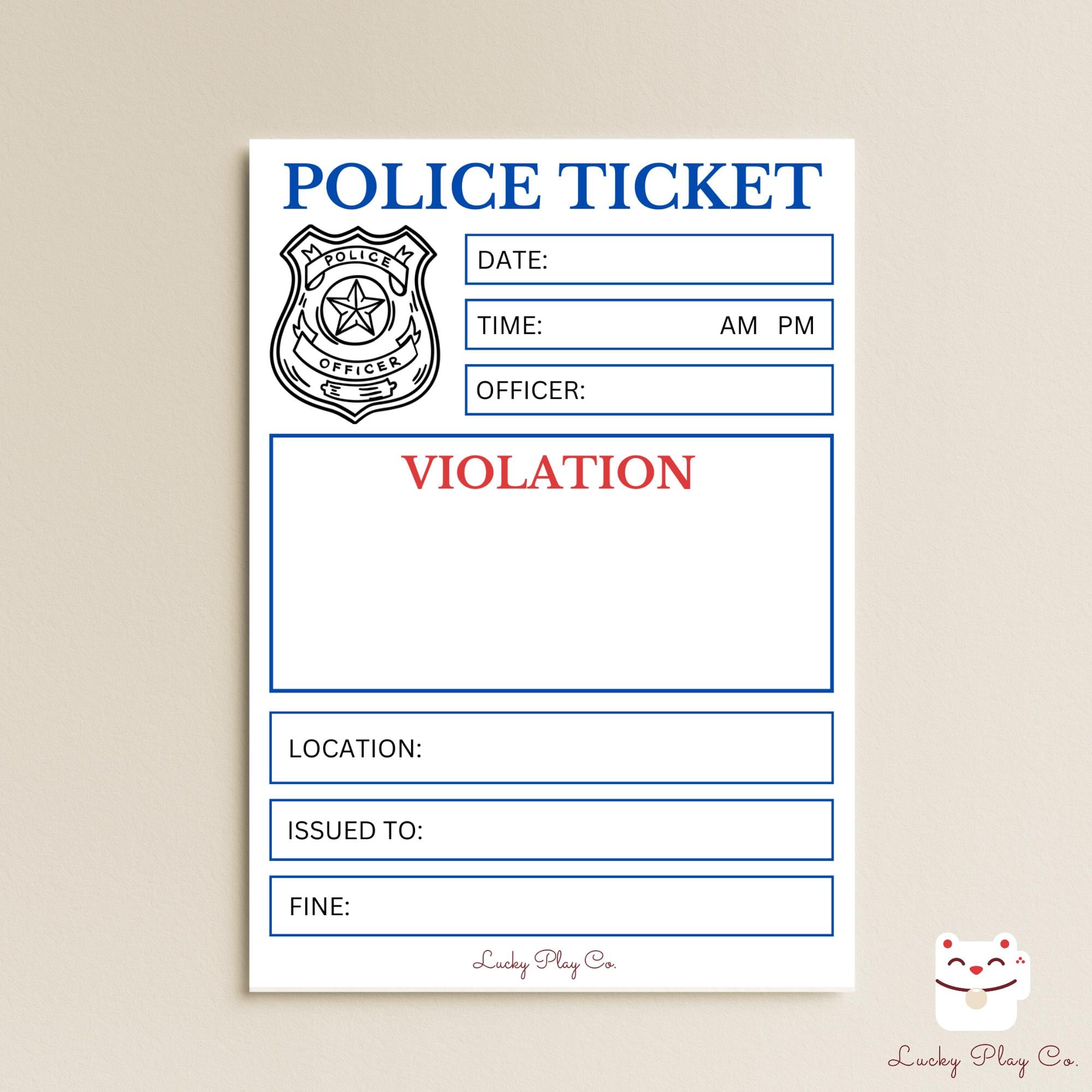 Police Ticket Pretend Play 5'' X 7'' Notepad 25 Sheets – Imaginative ...