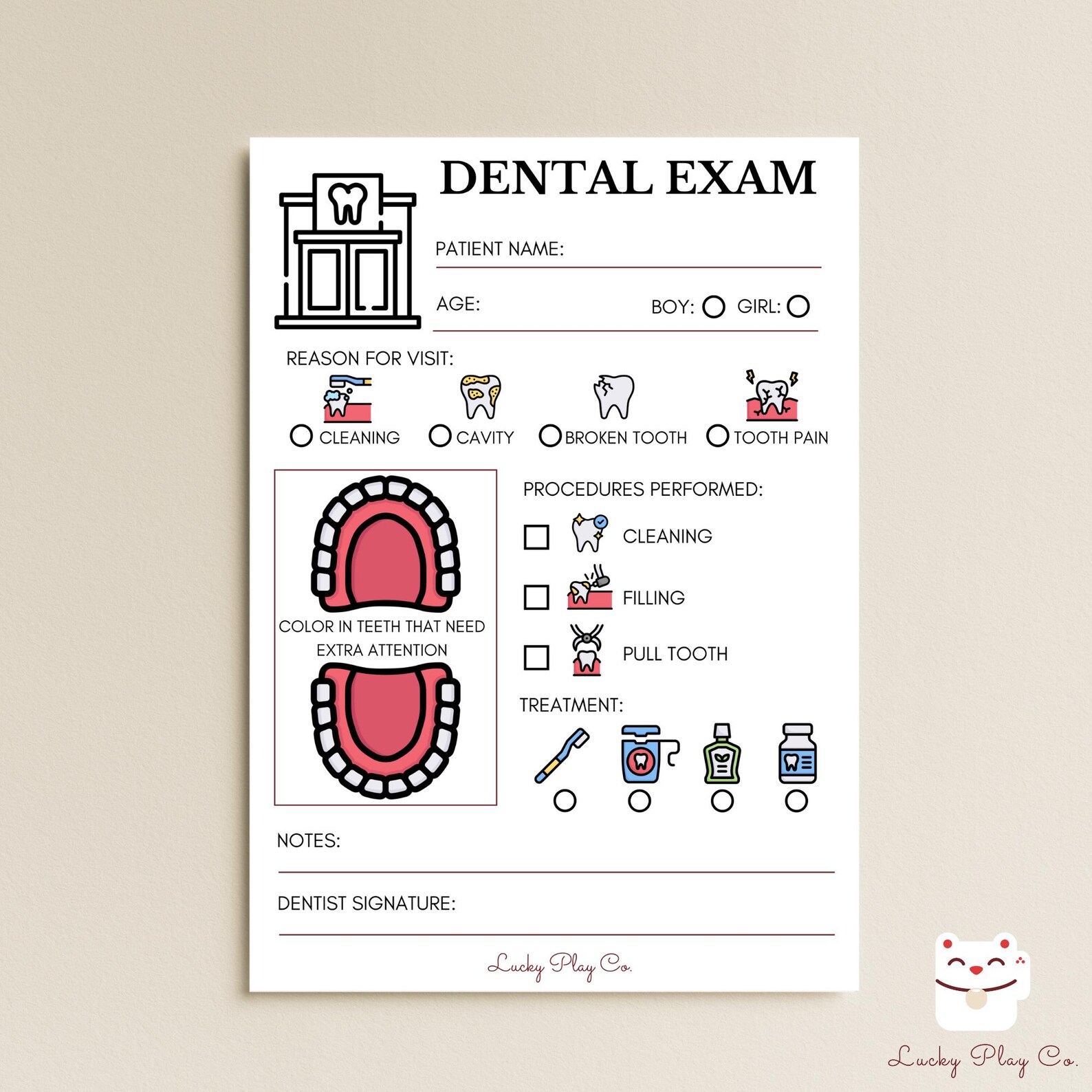 Dental Exam Pretend Play 5'' X 7'' Notepad 25 Sheets – Imaginative Role ...