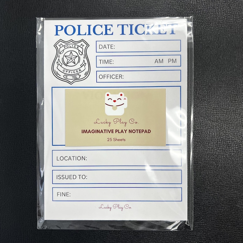 Police Ticket Pretend Play 5'' X 7'' Notepad 25 Sheets – Imaginative ...