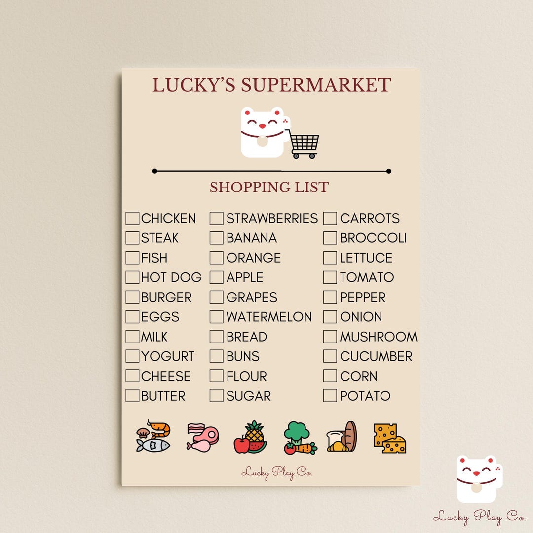 Supermarket Grocery List Pretend Play Notepad – Imaginative Role-play ...