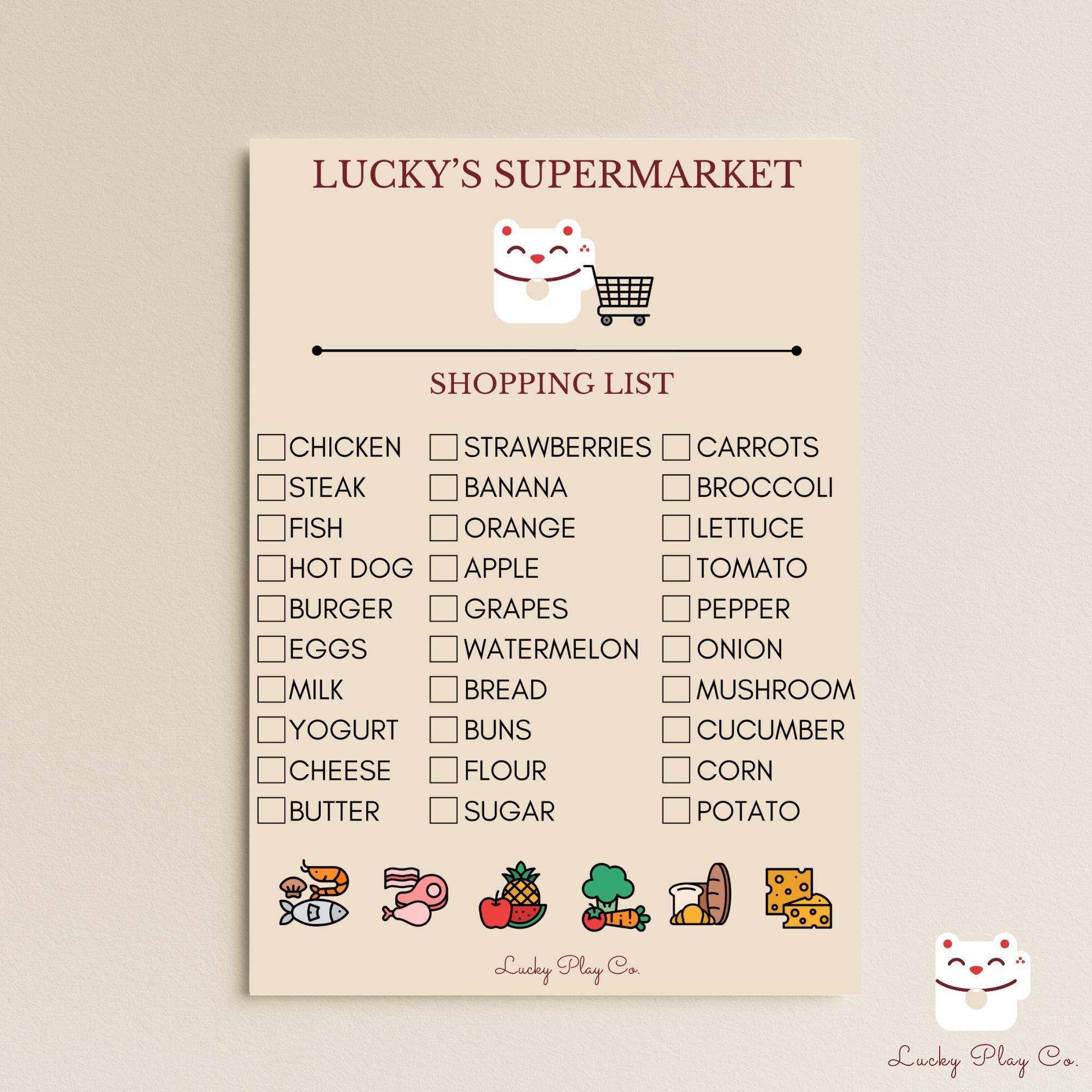 Supermarket Grocery List Pretend Play Notepad – Imaginative Role-play ...