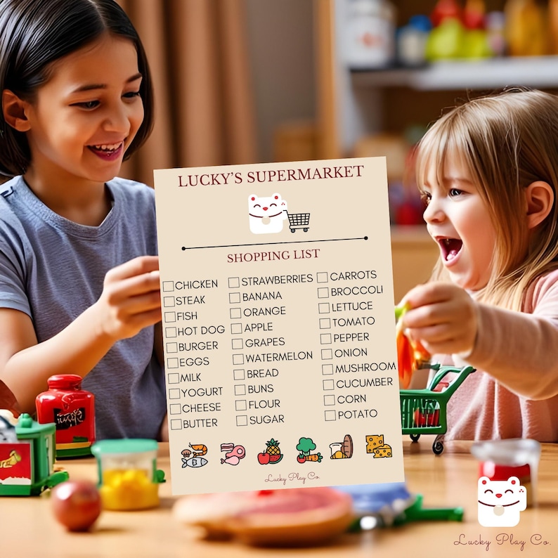 Supermarket Grocery List Pretend Play Notepad – Imaginative Role-play ...