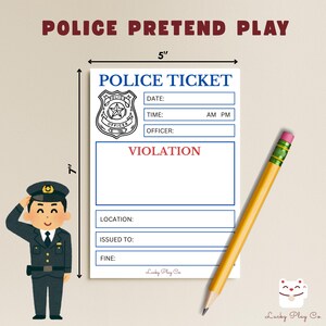 Police Ticket Pretend Play 5'' X 7'' Notepad 25 Sheets – Imaginative ...