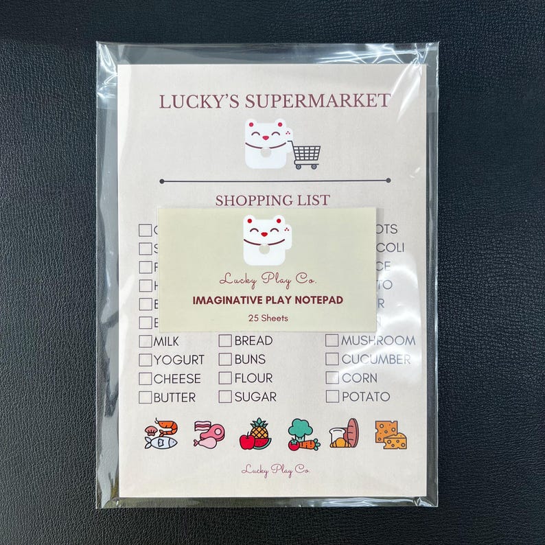 Supermarket Grocery List Pretend Play Notepad – Imaginative Role-play ...