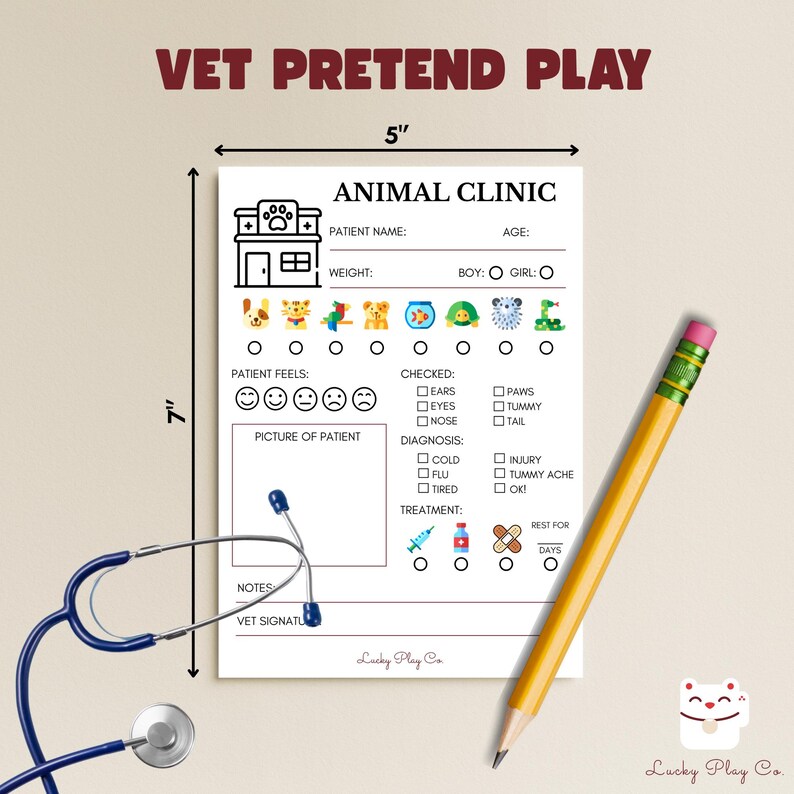 Animal Clinic Pretend Play Notepad – Imaginative Role-play for Kids ...