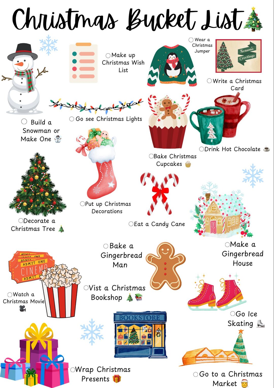 Christmas Bucket List Christmas Journal Page PRINTABLE Journal Page ...