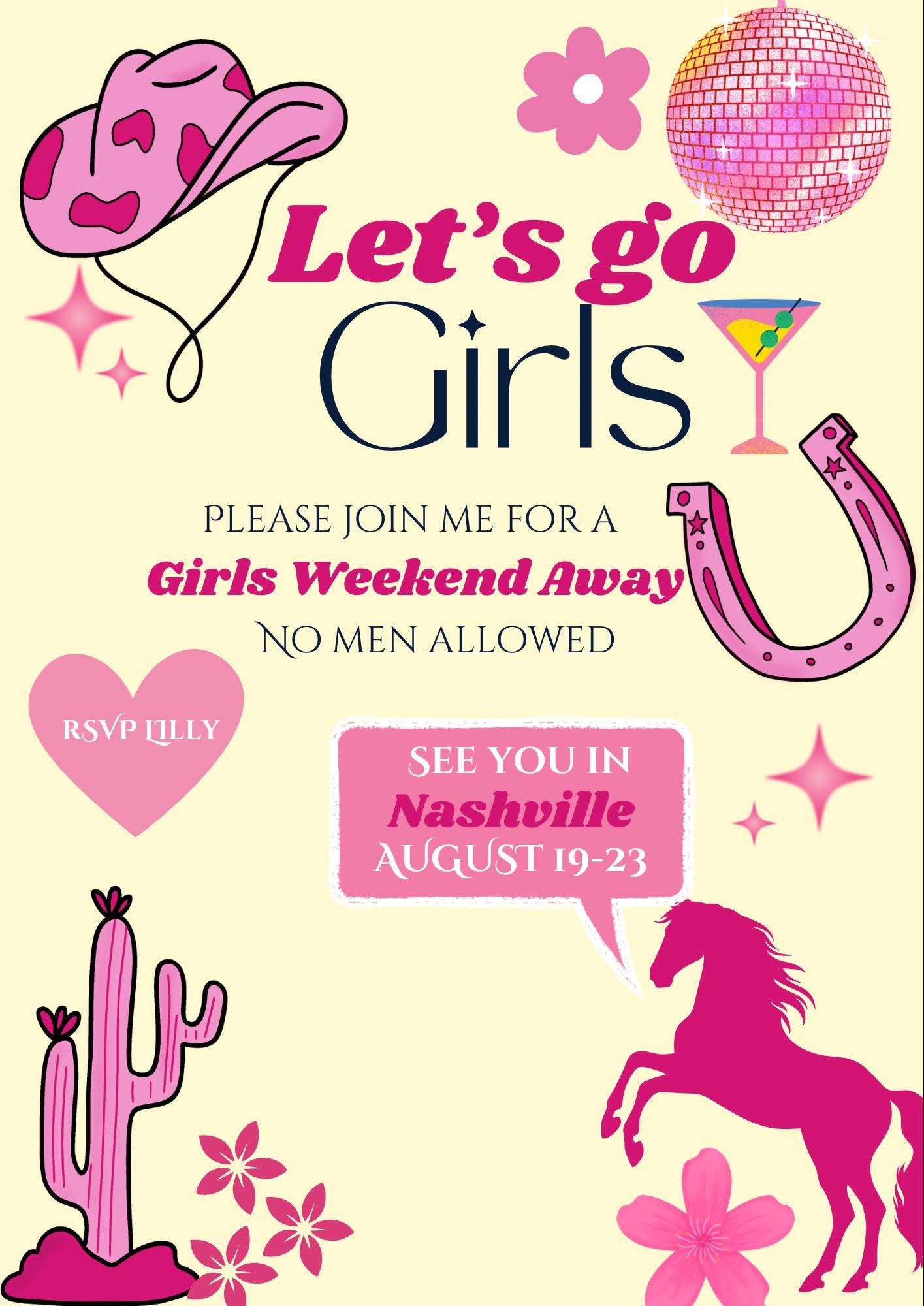 Girls Trip Invitation Editable Canva Template Digital Getaway Invite ...