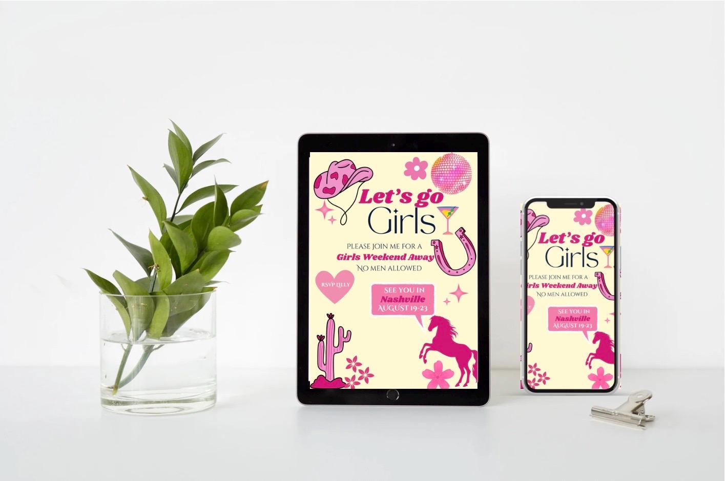 Girls Trip Invitation Editable Canva Template Digital Getaway Invite ...