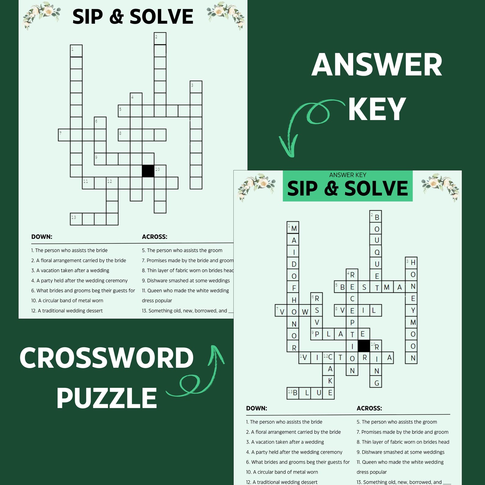 Sip and Solve Cocktail Hour Game Wedding Game Bridal Shower Game - Etsy