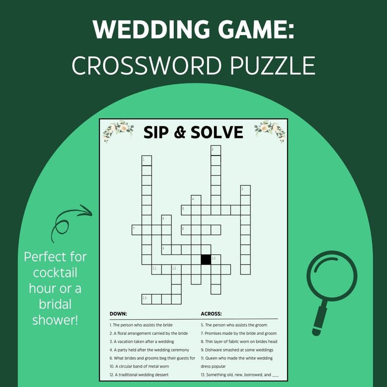 Sip and Solve Cocktail Hour Game Wedding Game Bridal Shower Game - Etsy
