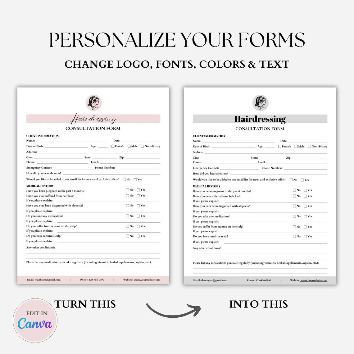 Hairdressing Forms, Hairdresser Contract, Hairstylist Contract, Hair ...