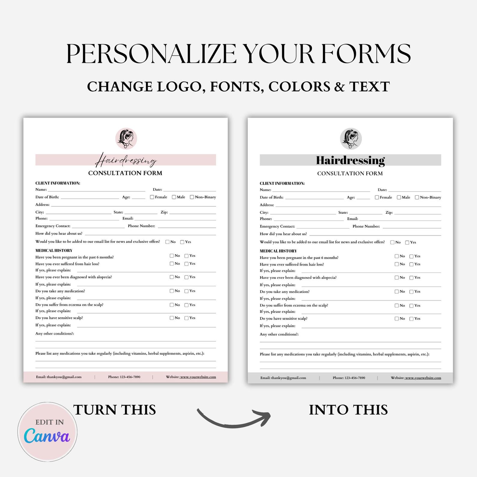 Hairdressing Forms, Hairdresser Contract, Hairstylist Contract, Hair ...