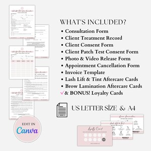Brow Lamination Form, Lash Lift and Tint Forms, Esthetician Waivers ...