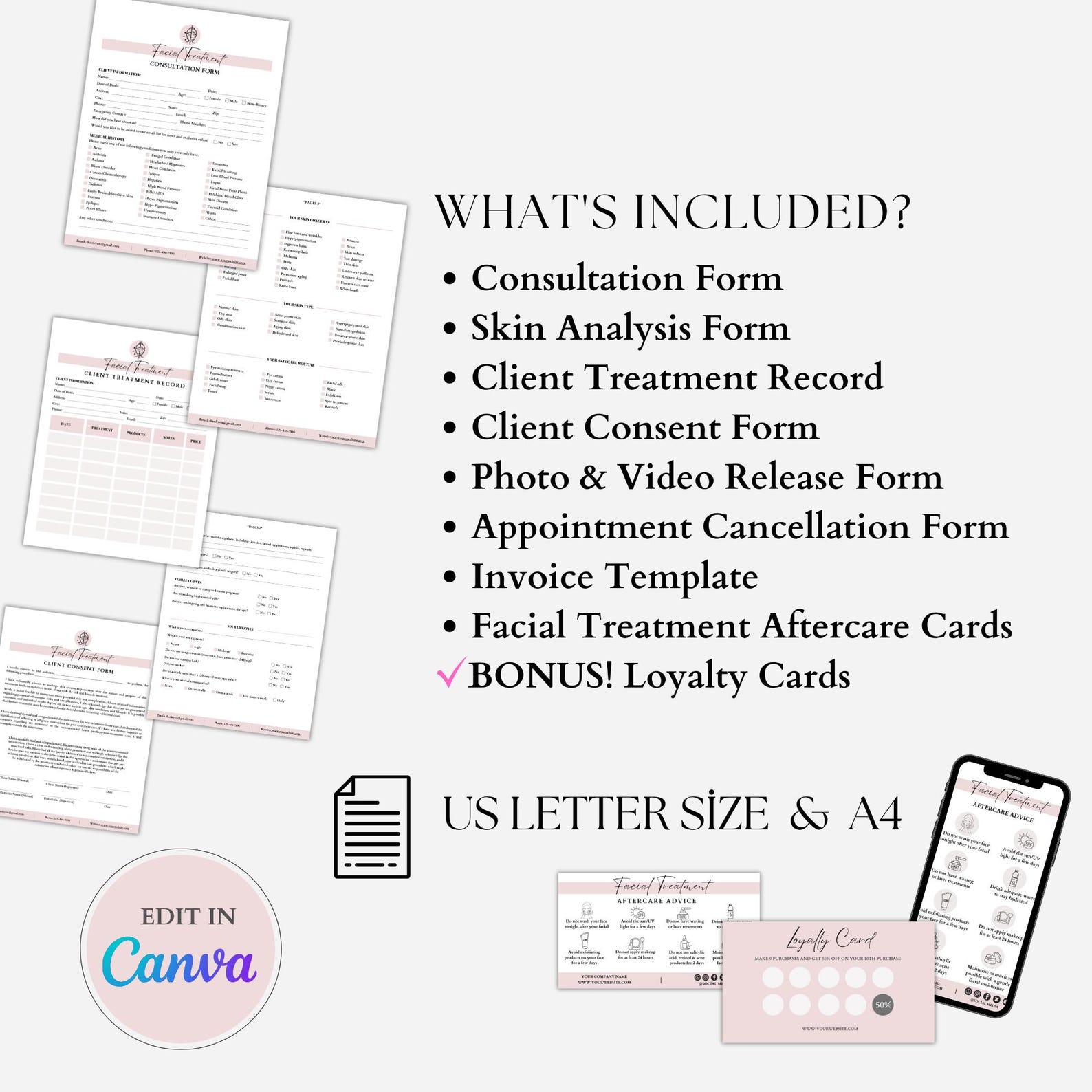 Facial Treatment Forms, Esthetician Forms Bundle, Skincare Forms ...