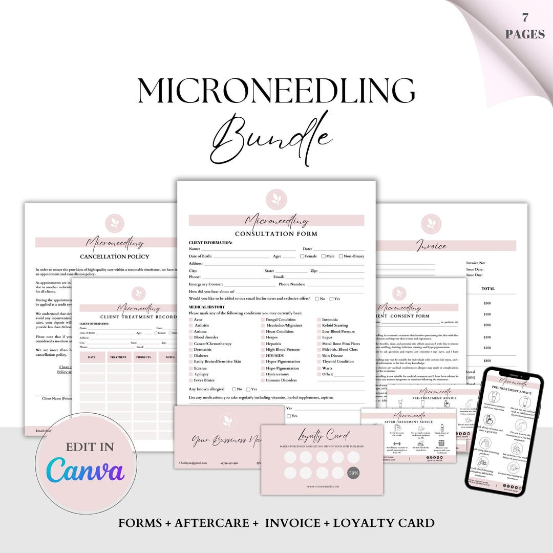 Microneedle Form, Microneedle Consent, Microneedling Aftercare, Facial ...