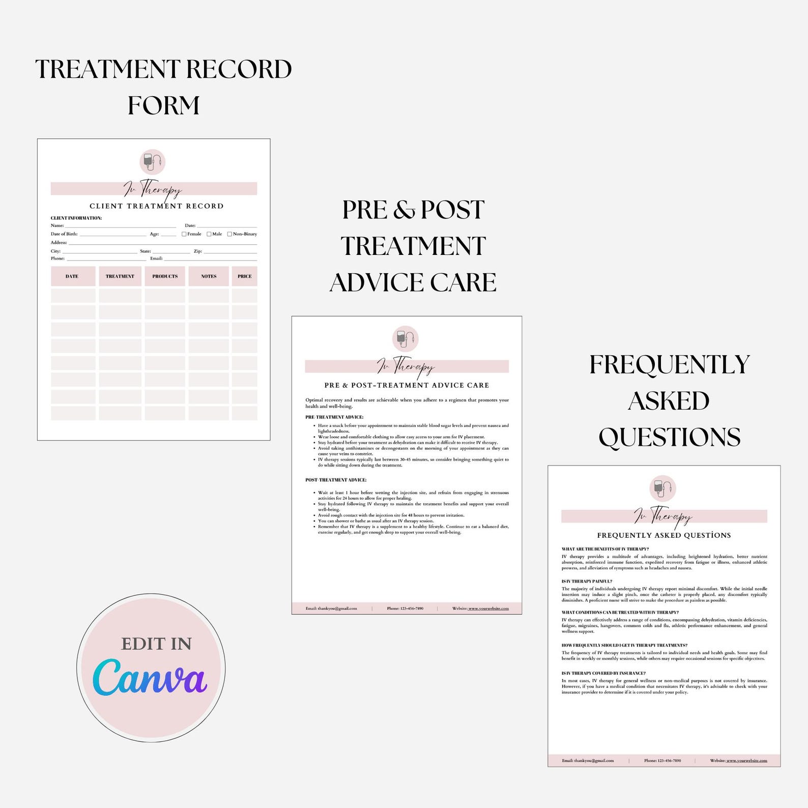 IV Therapy Template, IV Therapy Consent, Intravenous Therapy, Med Spa ...