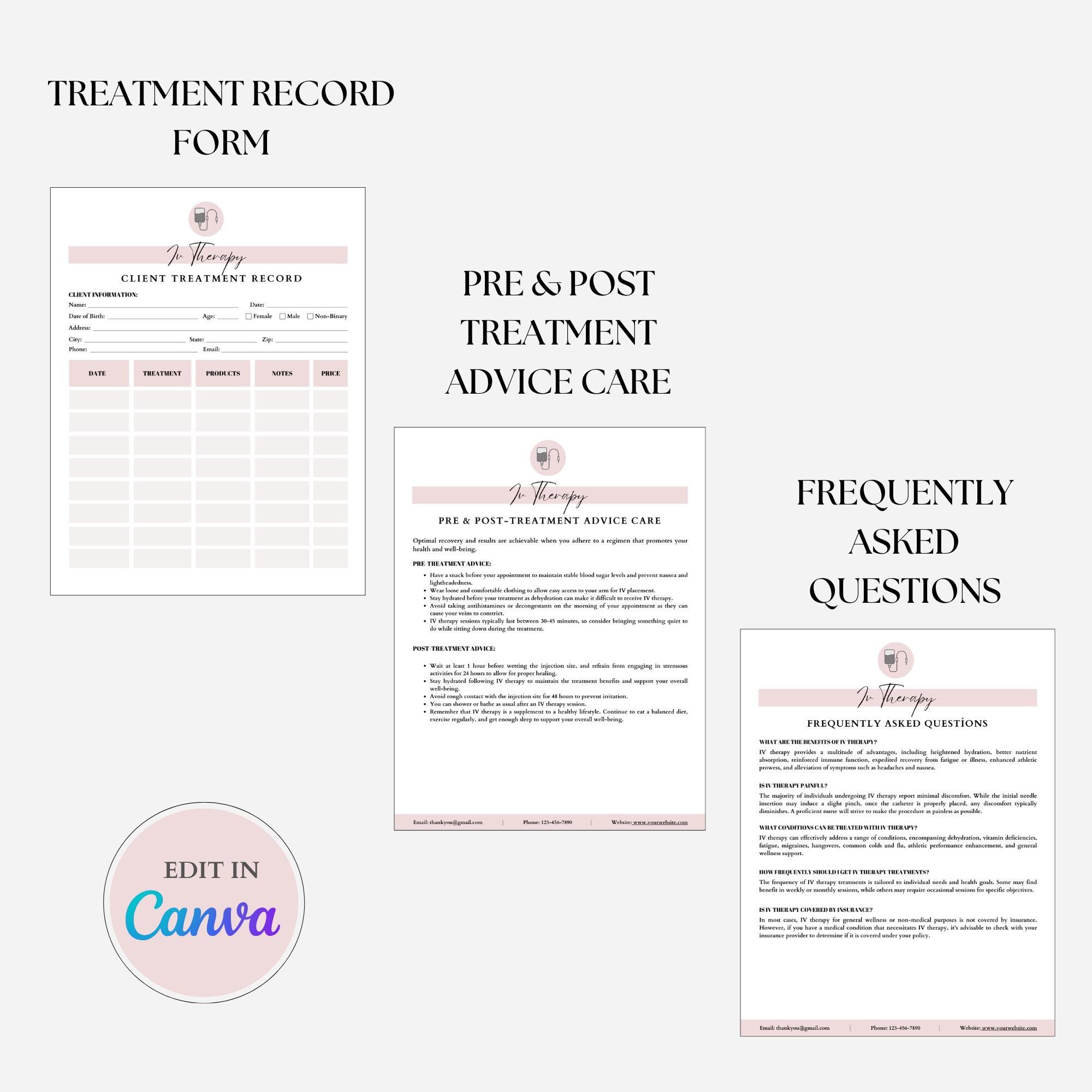 IV Therapy Template, IV Therapy Consent, Intravenous Therapy, Med Spa ...