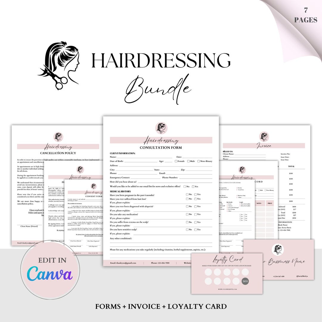 Hairdressing Forms, Hairdresser Contract, Hairstylist Contract, Hair ...