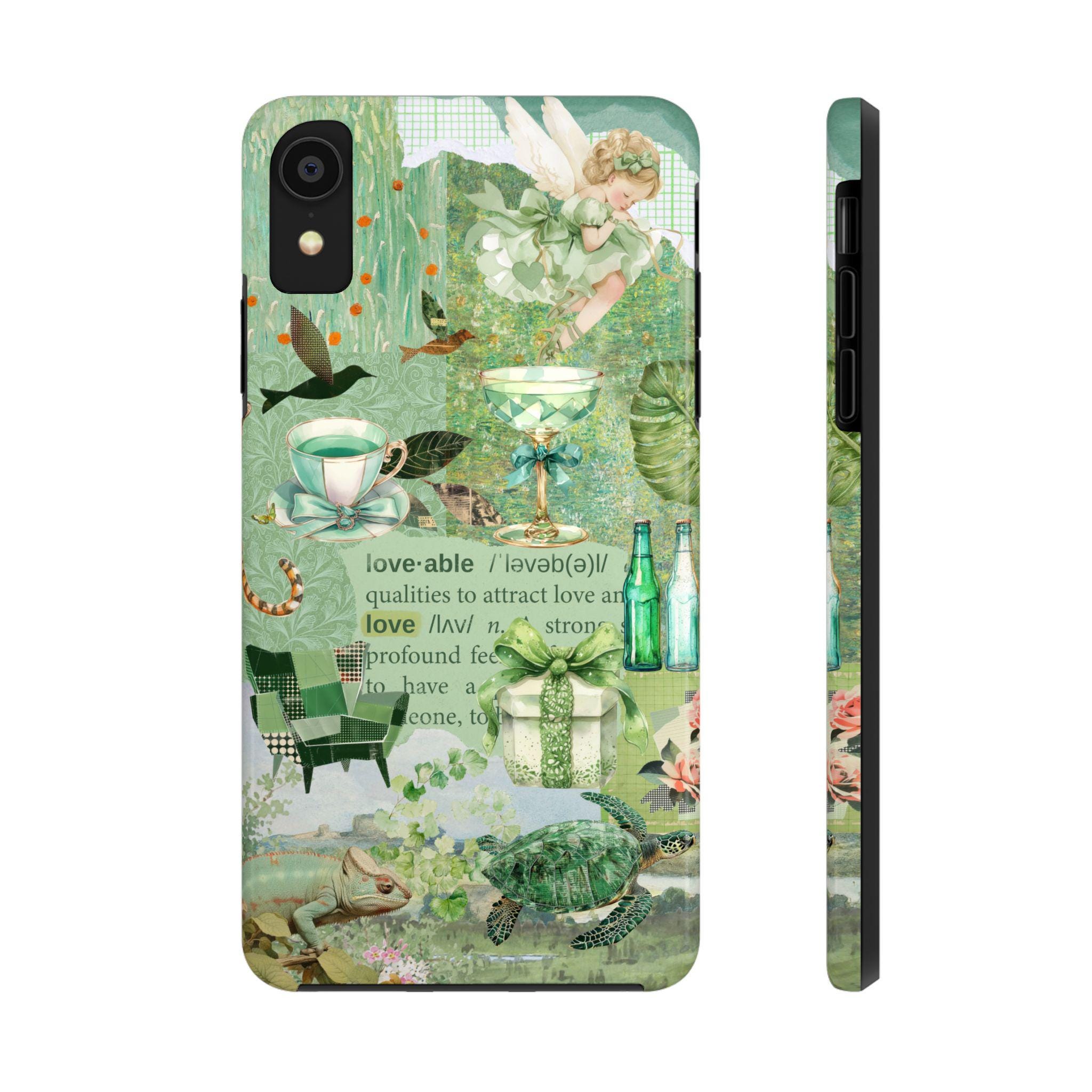 Green Nature Inspiration Collage Phone Case, iPhone 16 15 14 13 12 11 ...