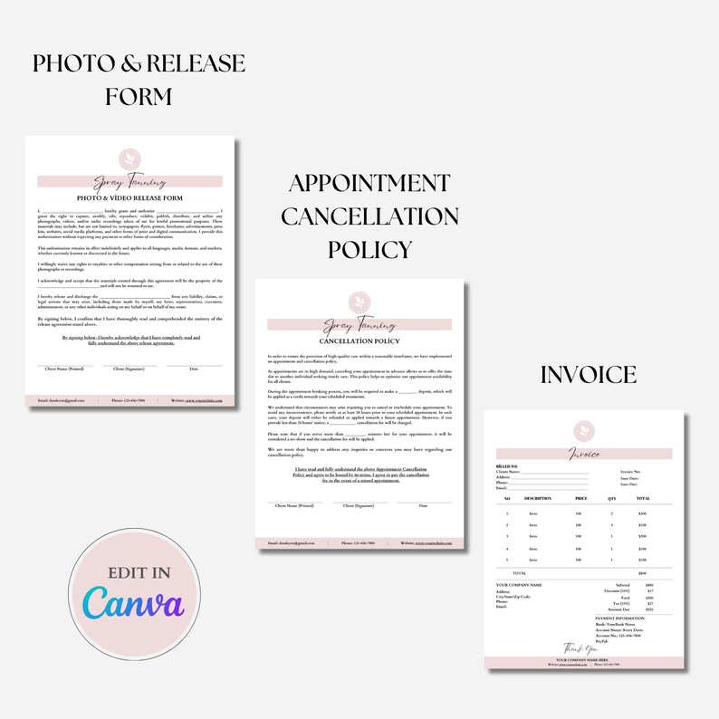 Spray Tan Consent Form, Tanning Consent, Tanning Salon Forms, Editable ...