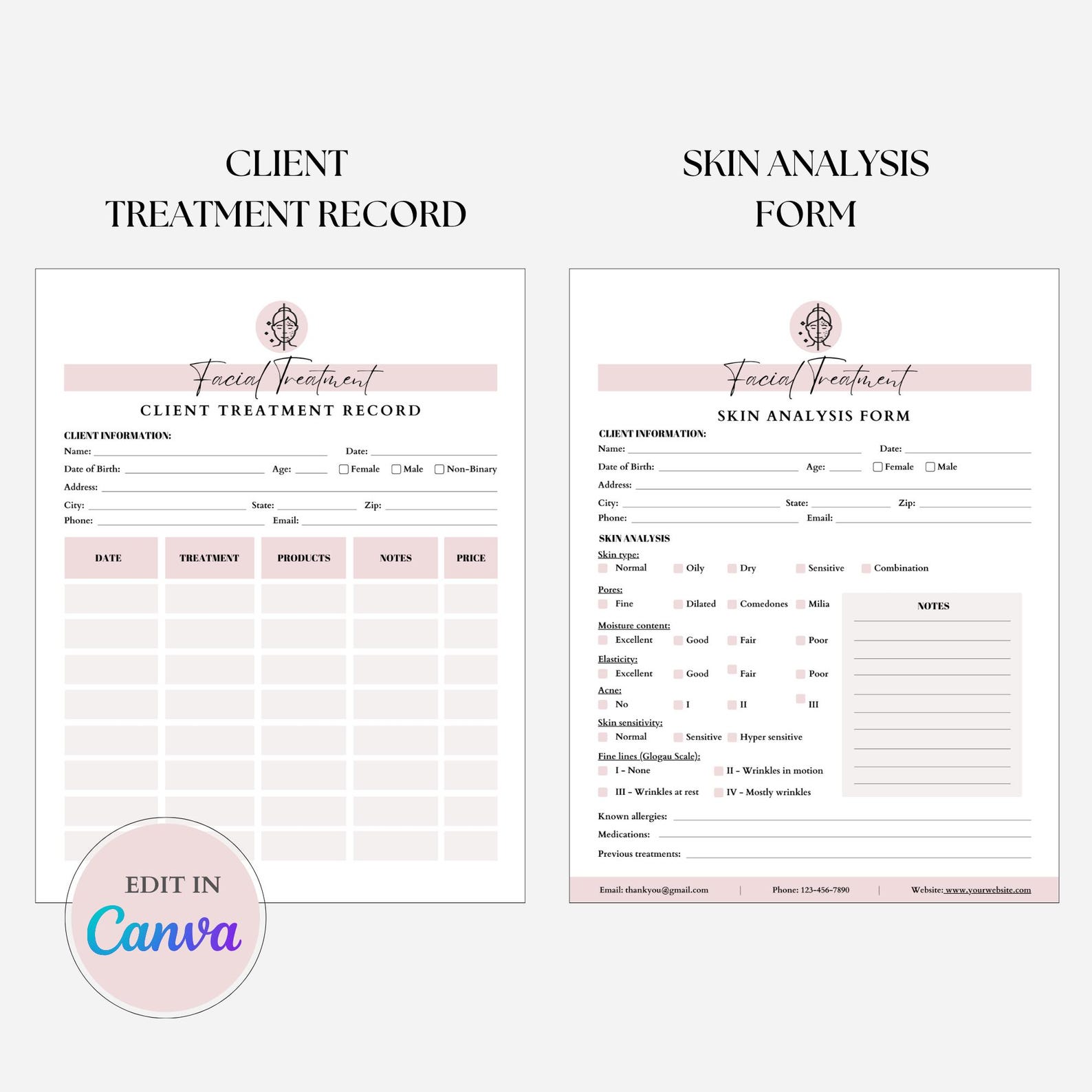 Facial Treatment Forms, Esthetician Forms Bundle, Skincare Forms ...
